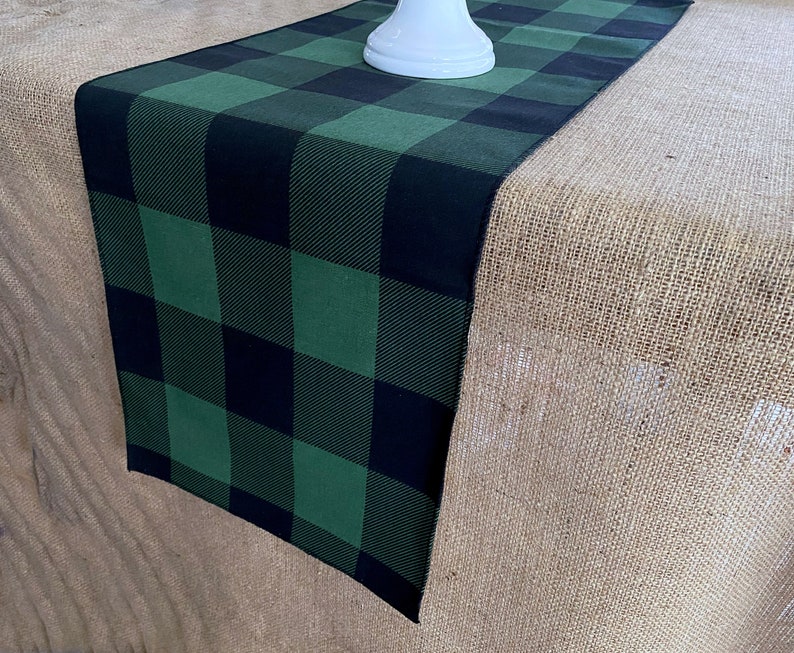 Green Christmas Table Runner Holiday Table Linens Rustic - Etsy