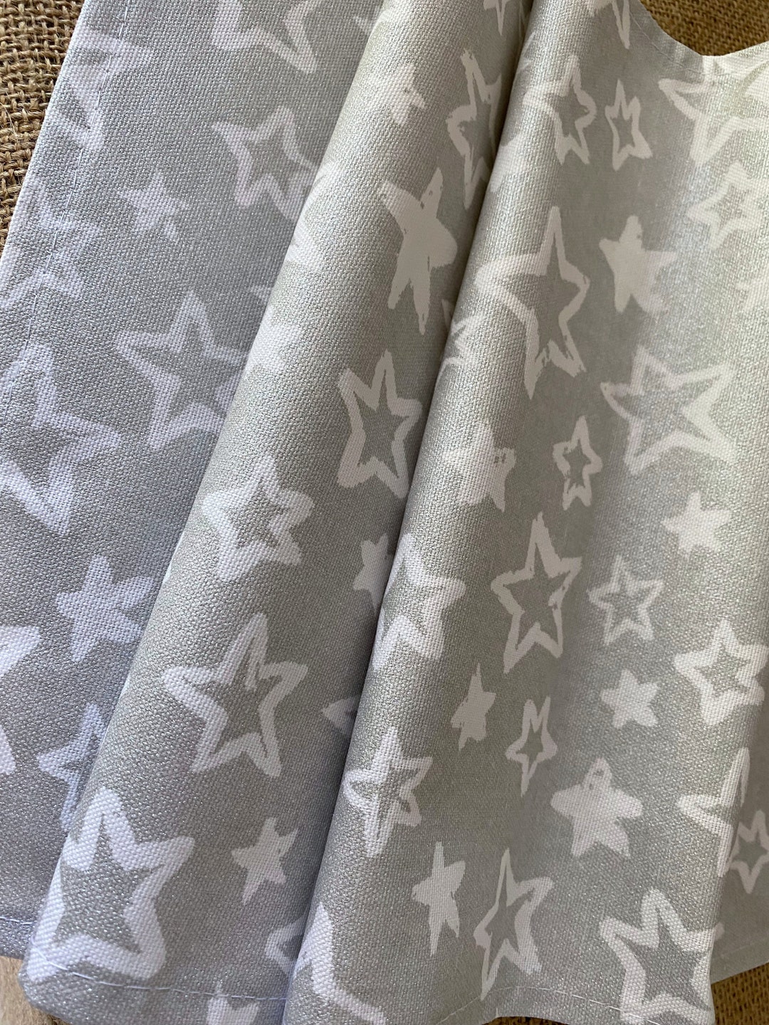 Silver Stars Fabric by the Yard Nursery Fabric Home Decor Shimmery ...