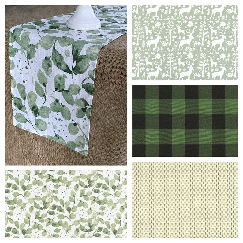 Green Christmas Table Runner Holiday Table Linens Rustic - Etsy