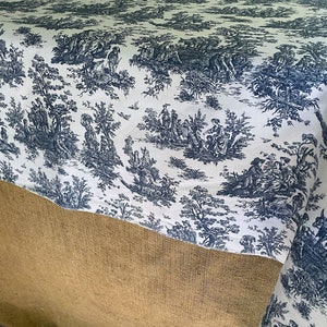 Blue Toile Tablecloth Table Cover Navy Toile Table Cloth Colonial ...