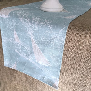 Coastal Home Decor Nautical Table Runner Aqua Blue Linens Beach House ...