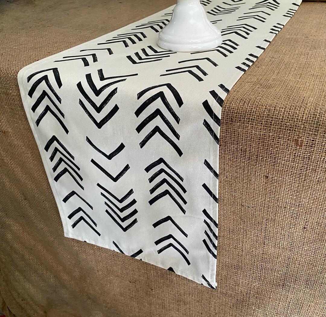 Mud Cloth Table Runner Mud Cloth Ink Home Decor Centerpiece Living Room ...