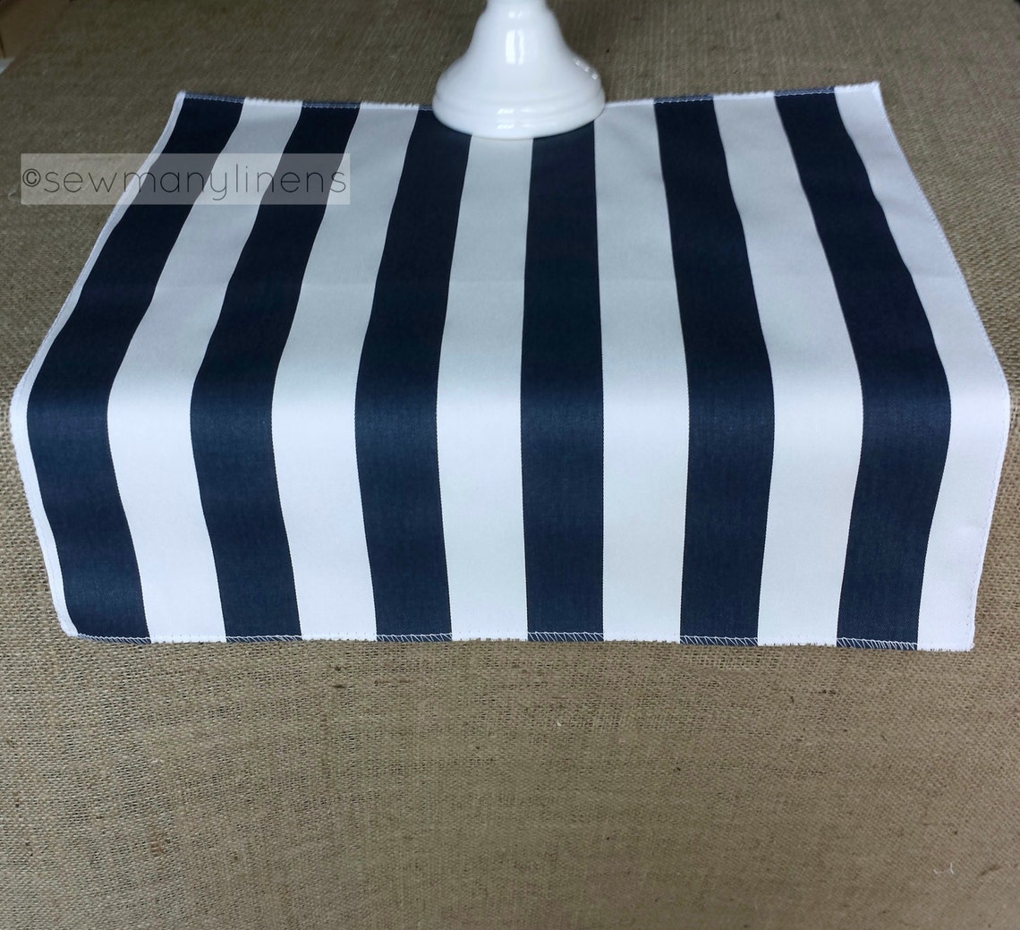 Navy Blue Table Square Overlay Navy Stripe Linens Nautical - Etsy