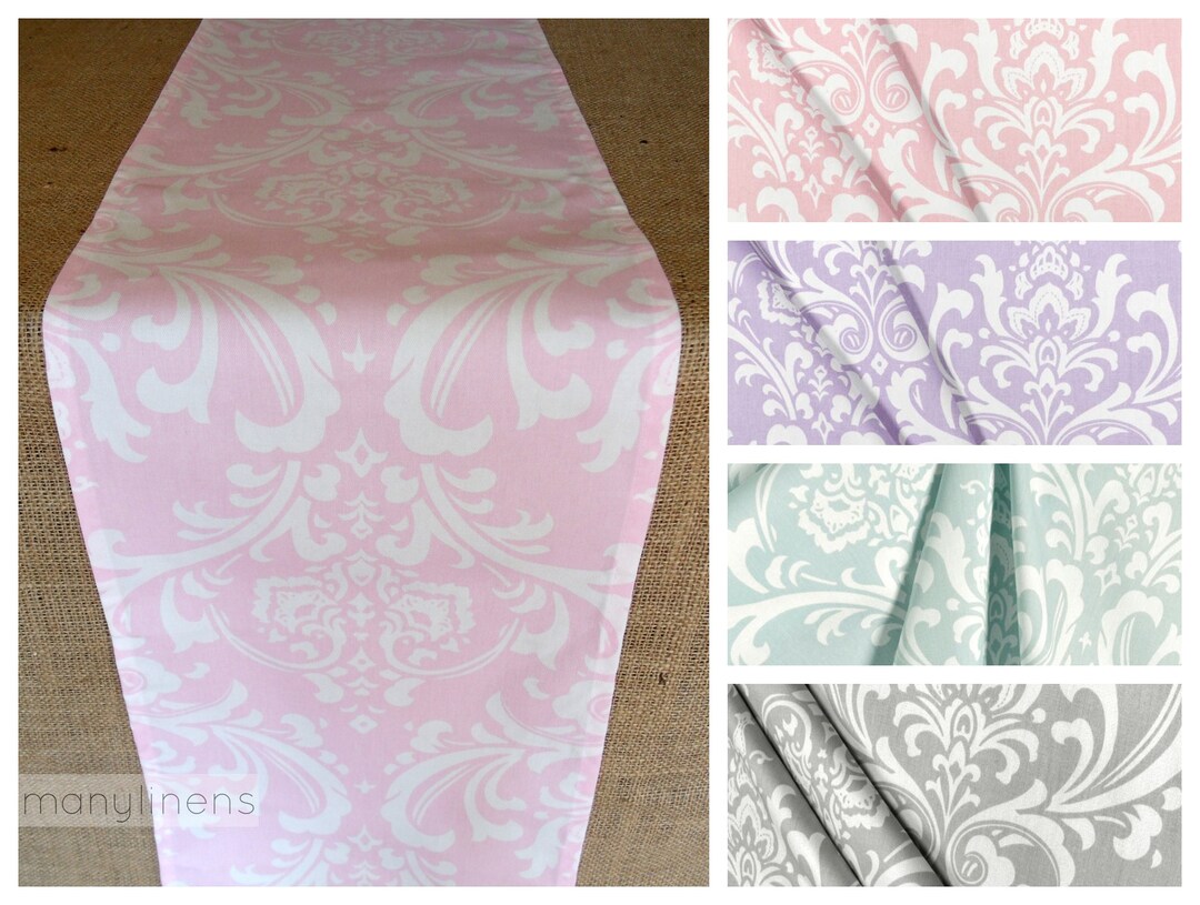 Pastel Table Runner Light Pink Gray Lavender Blue Centerpiece Kitchen ...