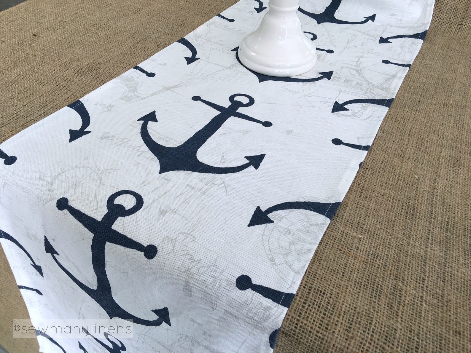 Navy Blue Table Runner Nautical Home Decor Coastal Living - Etsy