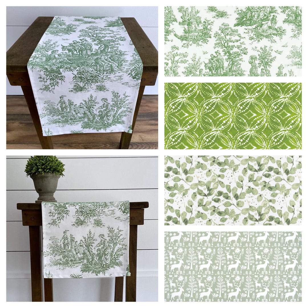 Green Christmas Table Runner Holiday Linens Rustic Home Decor ...