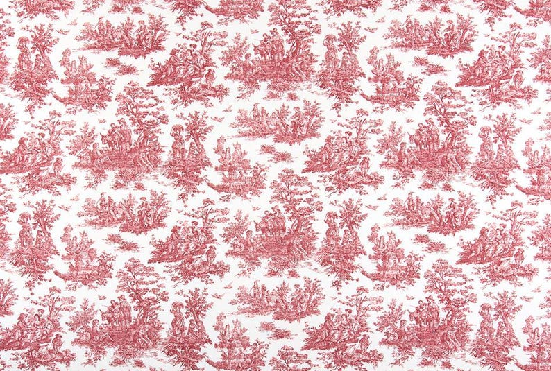 Red Toile Table Square Overlay Toile De Jouy Tablecloth Classic French ...