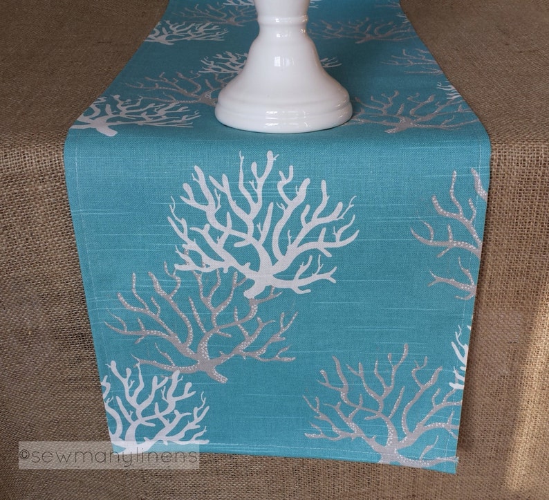 Aqua Blue Coral Reef Table Runner Coastal Living Nautical Home - Etsy