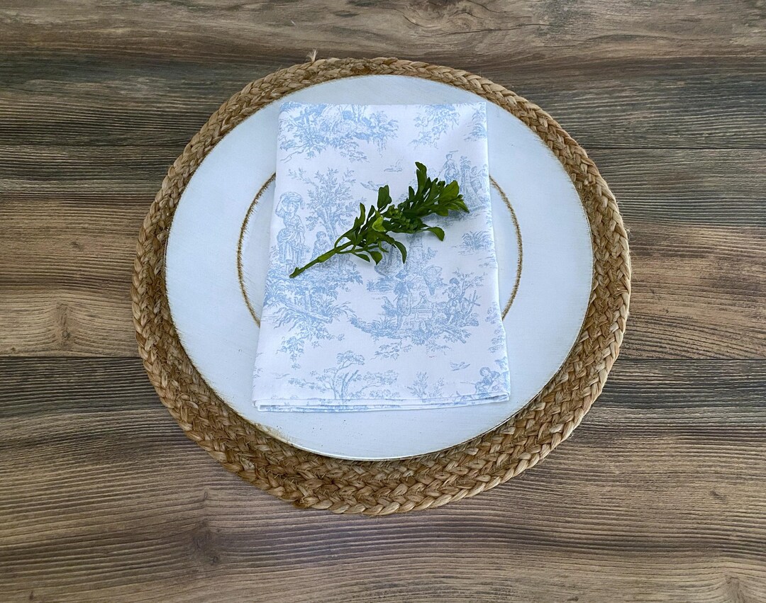 Light Blue Toile Napkins French Colonial Home Decor Cloth Set Dining ...