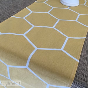 Yellow Table Runner Honeycomb Pattern Home Decor Bumble Bee Party Decor ...