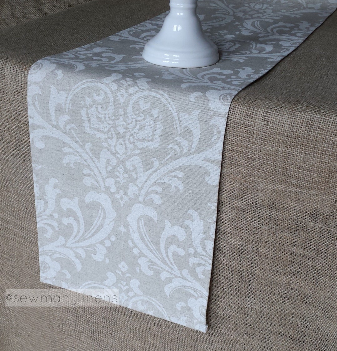 Beige Tan Table Runner Cream Ivory Runner Floral Linens Centerpiece ...
