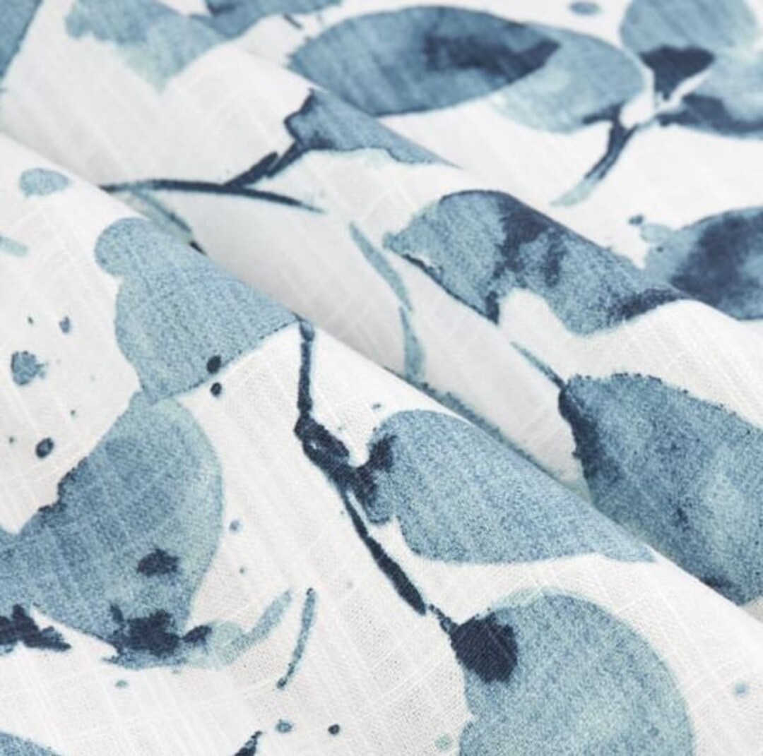Watercolor Blue Tablecloth Eucalyptus Leaf Table Cover Vine Patterned ...