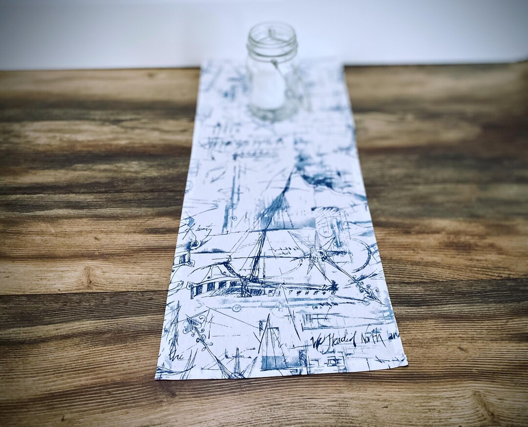 Nautical Table Runner Navy Blue Table Runner Nautical Home Decor ...