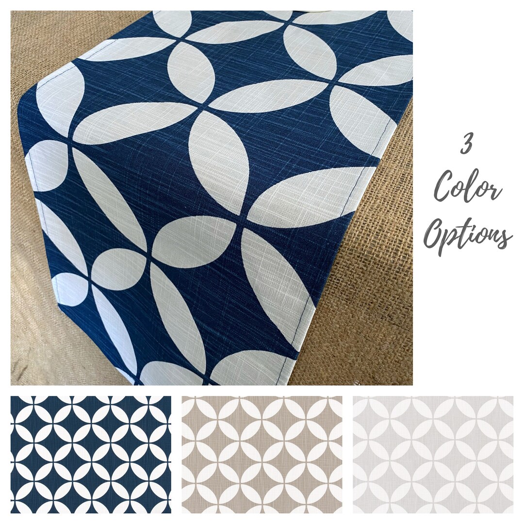 Modern Farmhouse Table Runner Centerpiece Indigo Navy Blue Tan Taupe ...