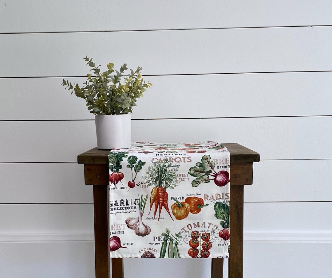 Fresh Vegetables Table Runner Kitchen Home Decor Colorful Garden Linens ...