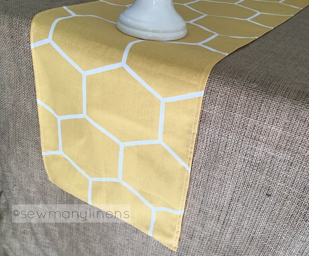 Yellow Table Runner Honeycomb Pattern Home Decor Bumble Bee Party Decor ...