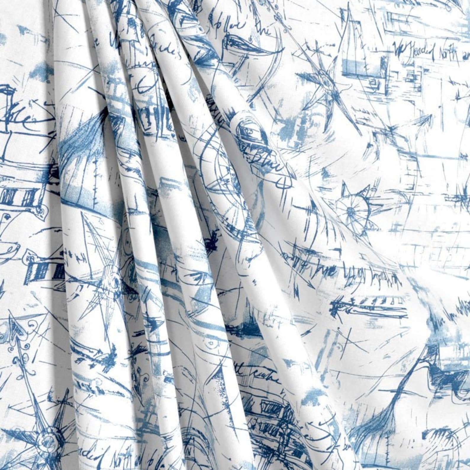 Nautical Curtains Beach House Curtain Panels Aqua Navy Blue - Etsy