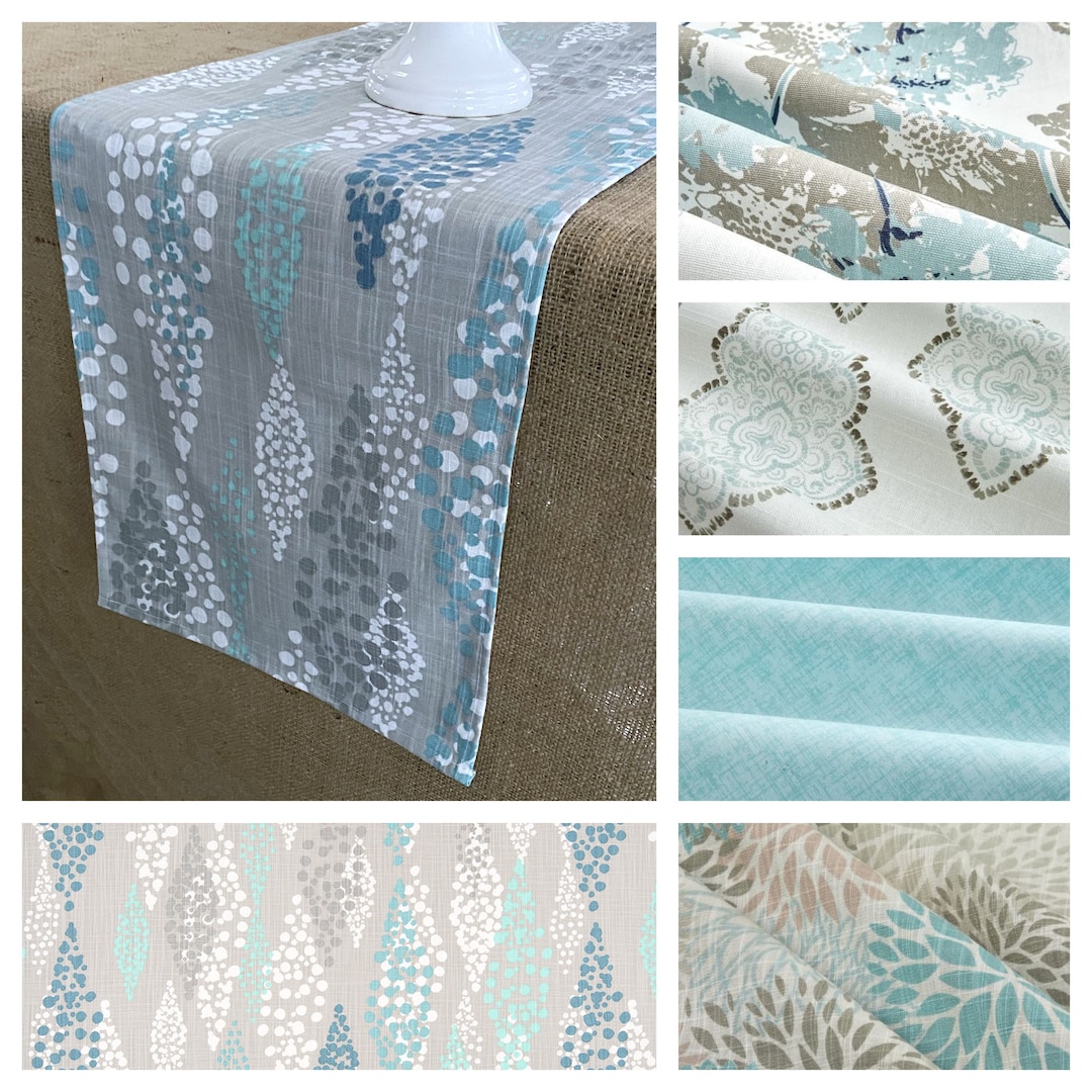 Aqua Blue Table Runner Seafoam Table Centerpiece Coastal Living Home ...