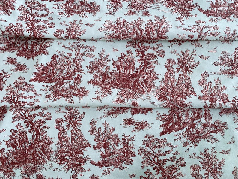 Red Toile Tablecloth Table Cover Linens Toile Table Cloth French ...