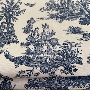 Toile Fabric by the Yard French Colonial Home Decor Pink Blue Black ...