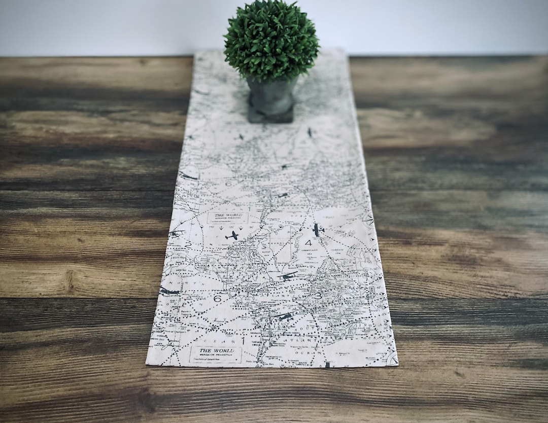 Vintage Airplane Table Runner Centerpiece Retro Home Decor Air Traffic ...