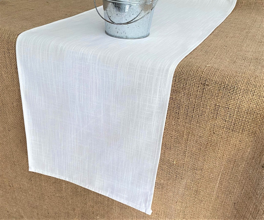 White Table Runner Solid White Runner Textured White Linen Table Linens ...