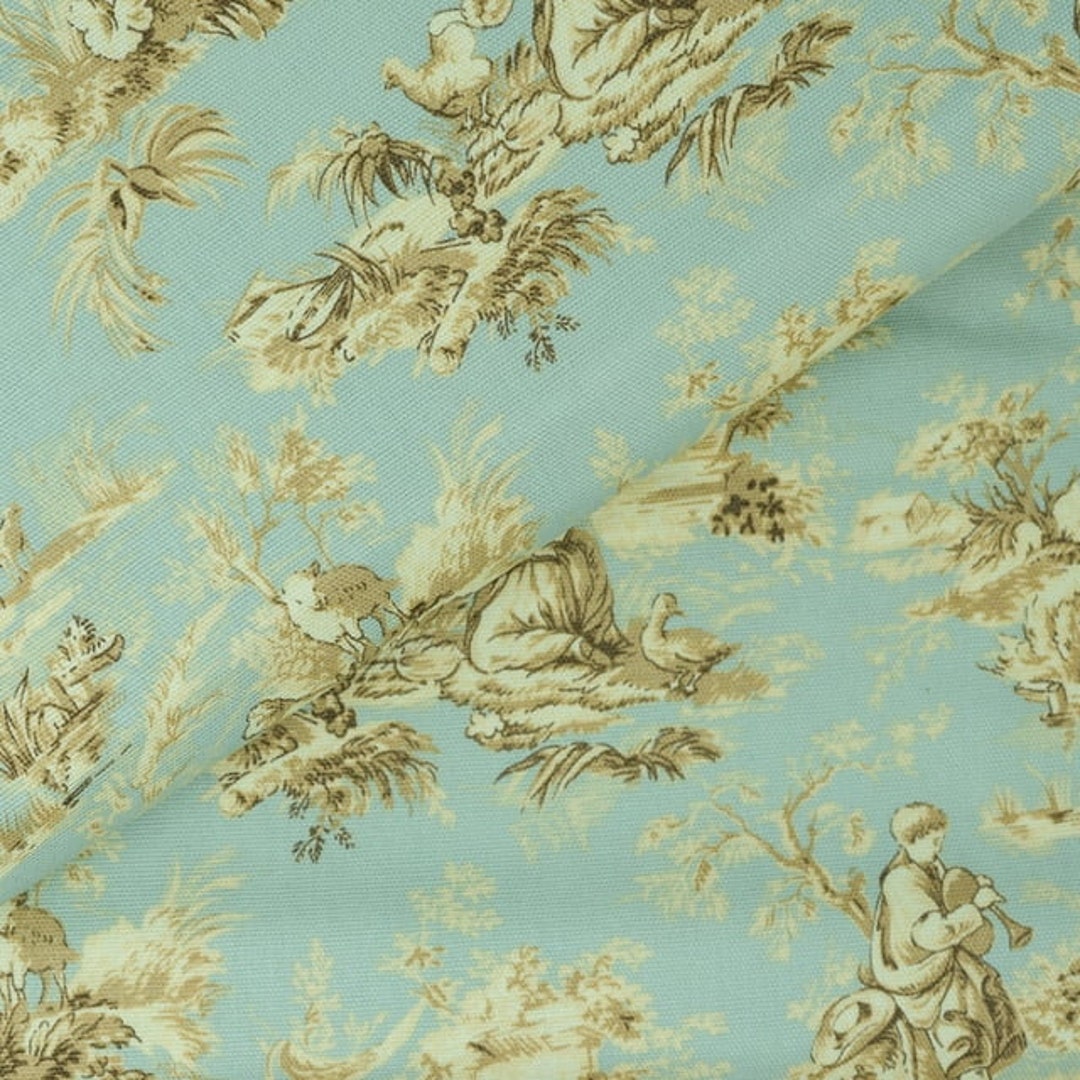 Light Aqua Blue Toile Table Runner Centerpiece Traditional Dining Room ...