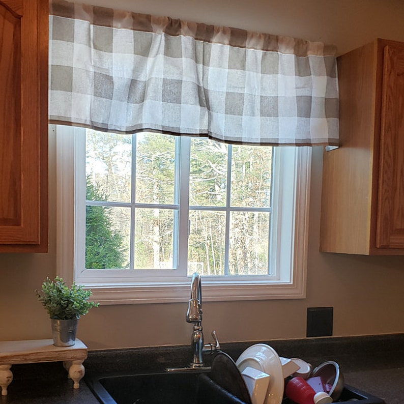 Tan Taupe Beige Ecru Curtains Buffalo Check Plaid Curtain - Etsy