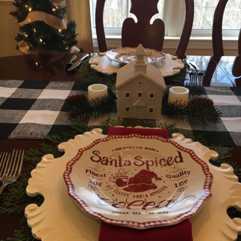 Black Plaid Buffalo Check Table Runner Table Centerpiece | Etsy