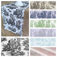 Blue Floral Toile Table Runner: Waverly French Country Cottage Fabric ...