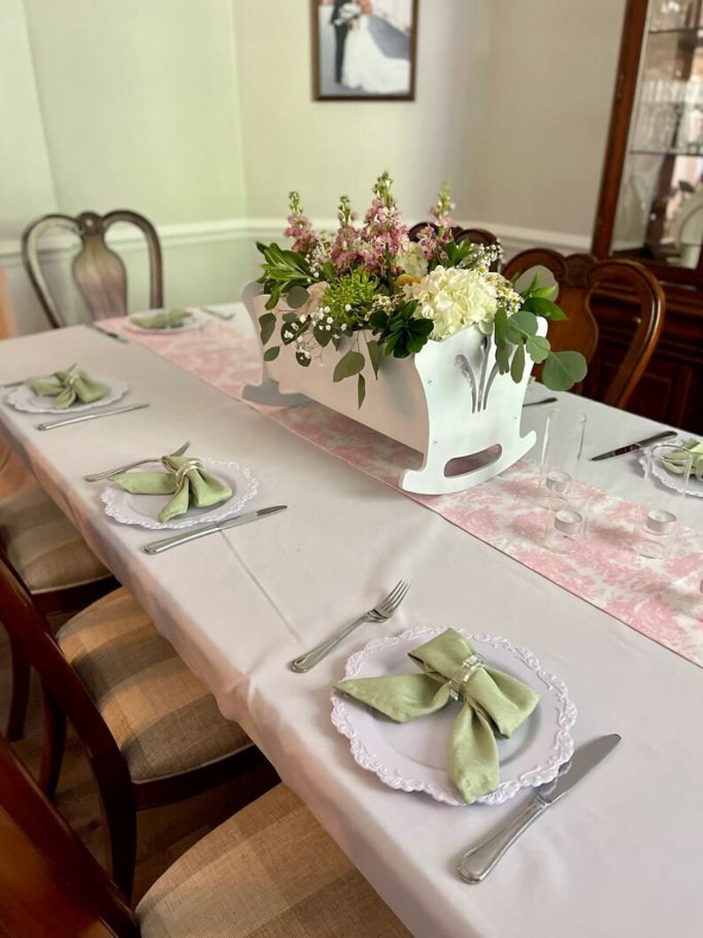 Light Pink Toile Table Runner Table Centerpiece Traditional - Etsy