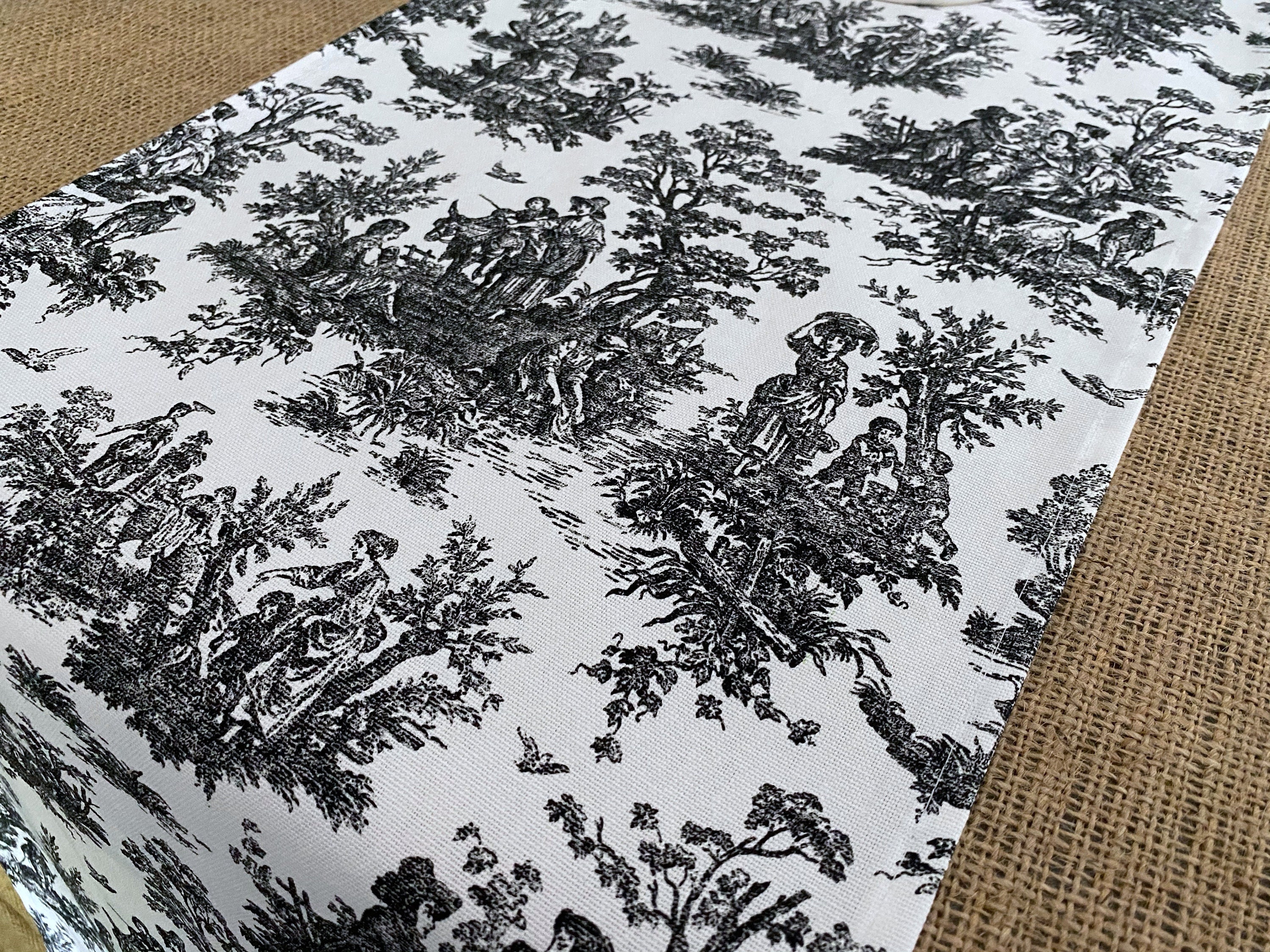 Black Toile Table Runner Black and White Table Runner Colonial | Etsy