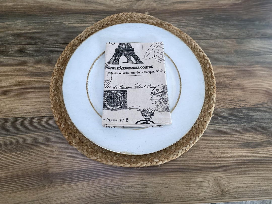 French Napkins Cloth Napkin Set Dining Room Table Setting Eiffel Tower ...