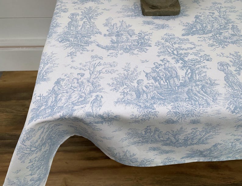 Light Blue Toile Table Square Overlay Tablecloth Baby Blue French ...