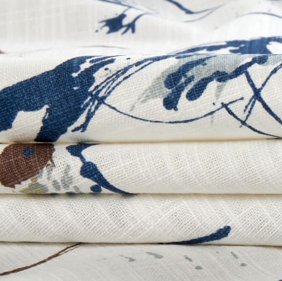 Blue Bird Curtains Bird Print Curtain Panels Window Treatments - Etsy