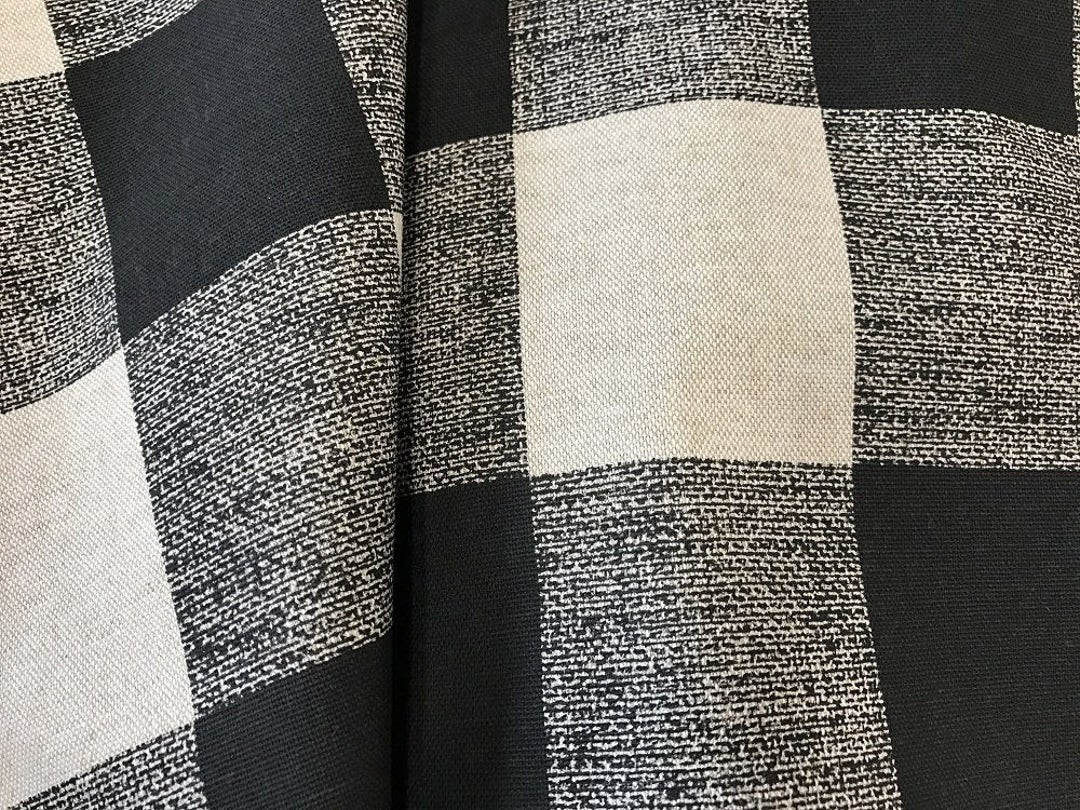 Black and Cream Plaid Curtains Buffalo Check Curtain Panels Window ...