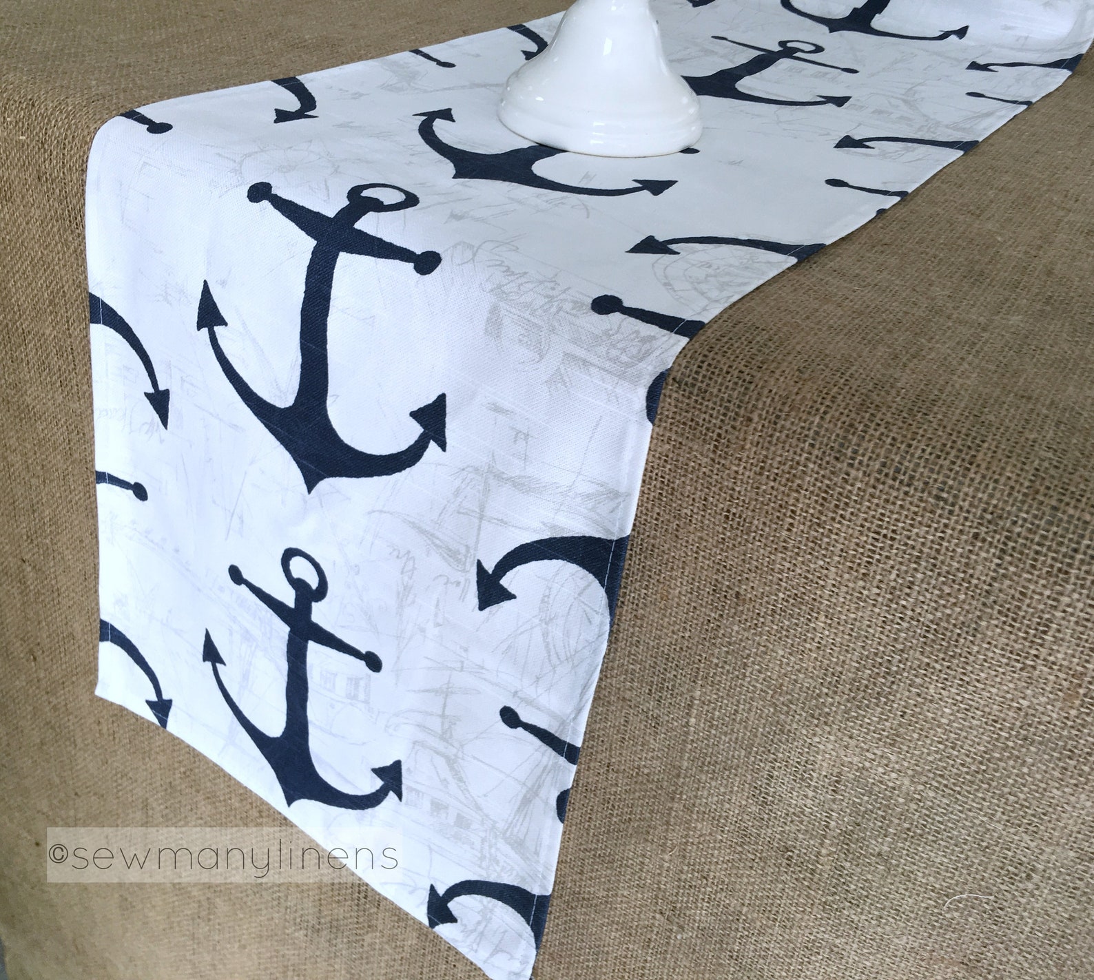 Nautical Table Runner Coastal Living Home Decor Navy Aqua Blue - Etsy