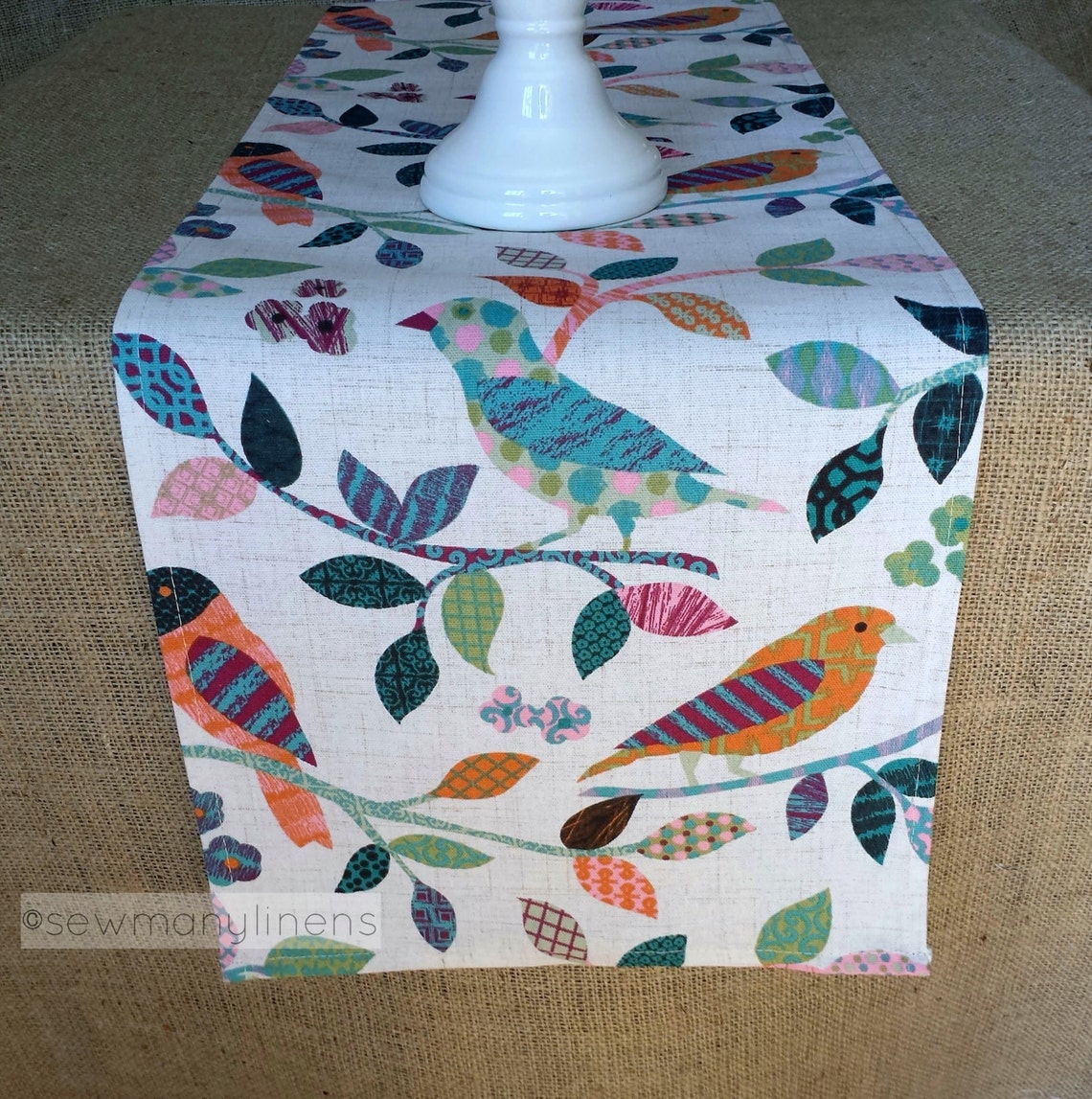 Bird Table Runner Colorful Table Runner Vintage Shabby Chic - Etsy