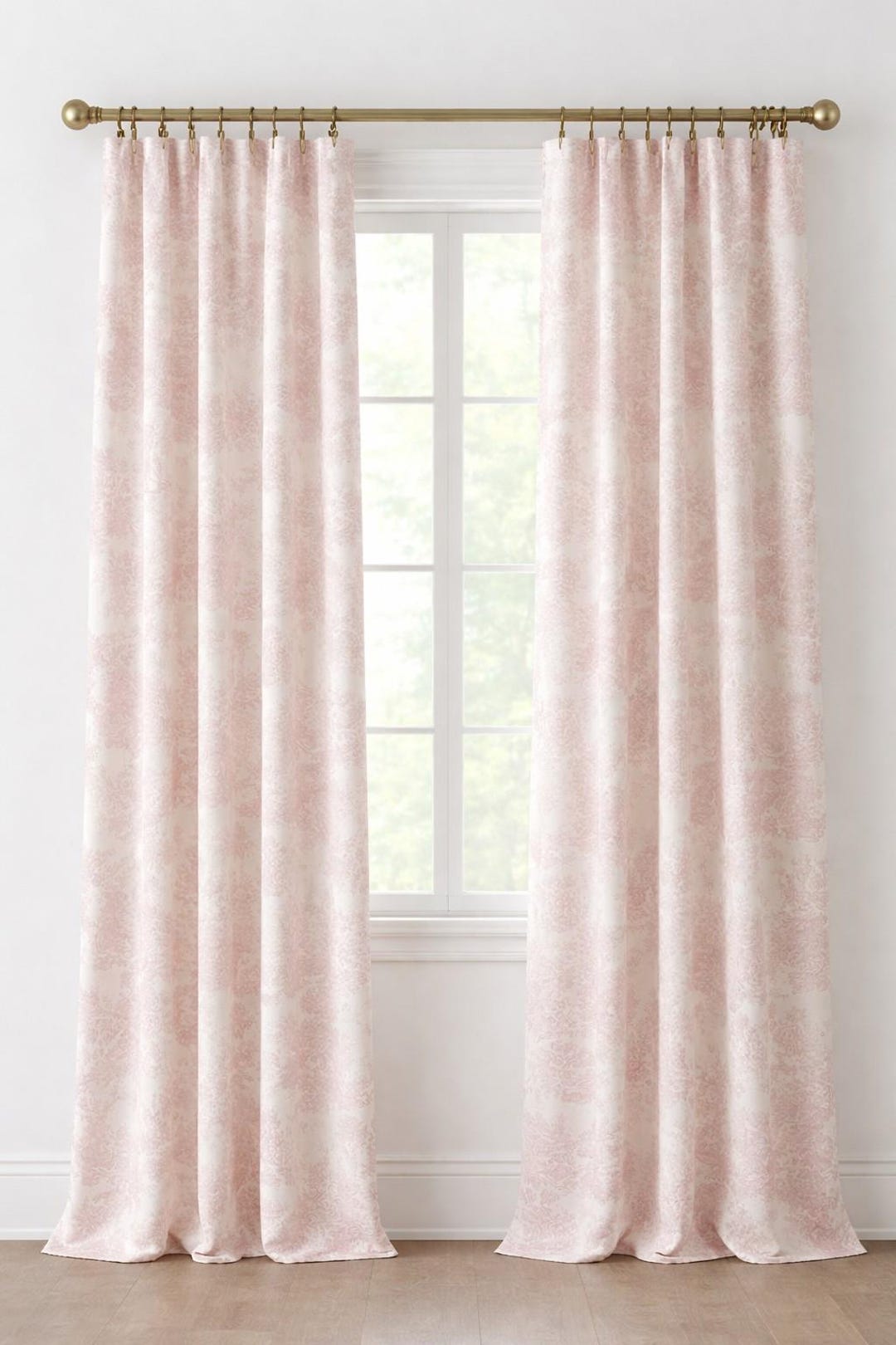 Light Pink Toile Curtains French Colonial Home Decor Floral Window ...