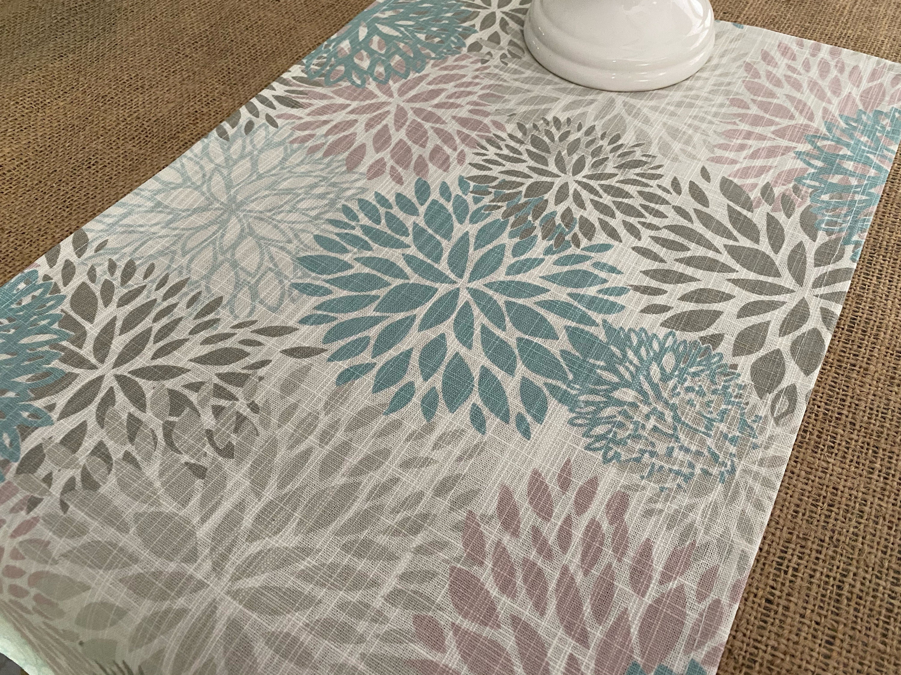 Gray Table Runner Beige Cream Aqua Blue Turquoise Table Runner - Etsy