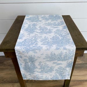 Light Blue Toile Table Runner Baby Shower Centerpiece Traditional Table ...