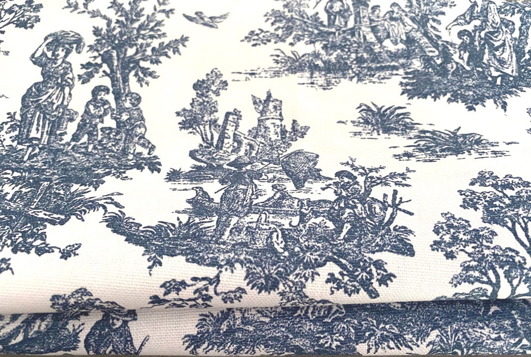 Dark Blue Toile Curtains French Colonial Home Decor Window Treatments ...