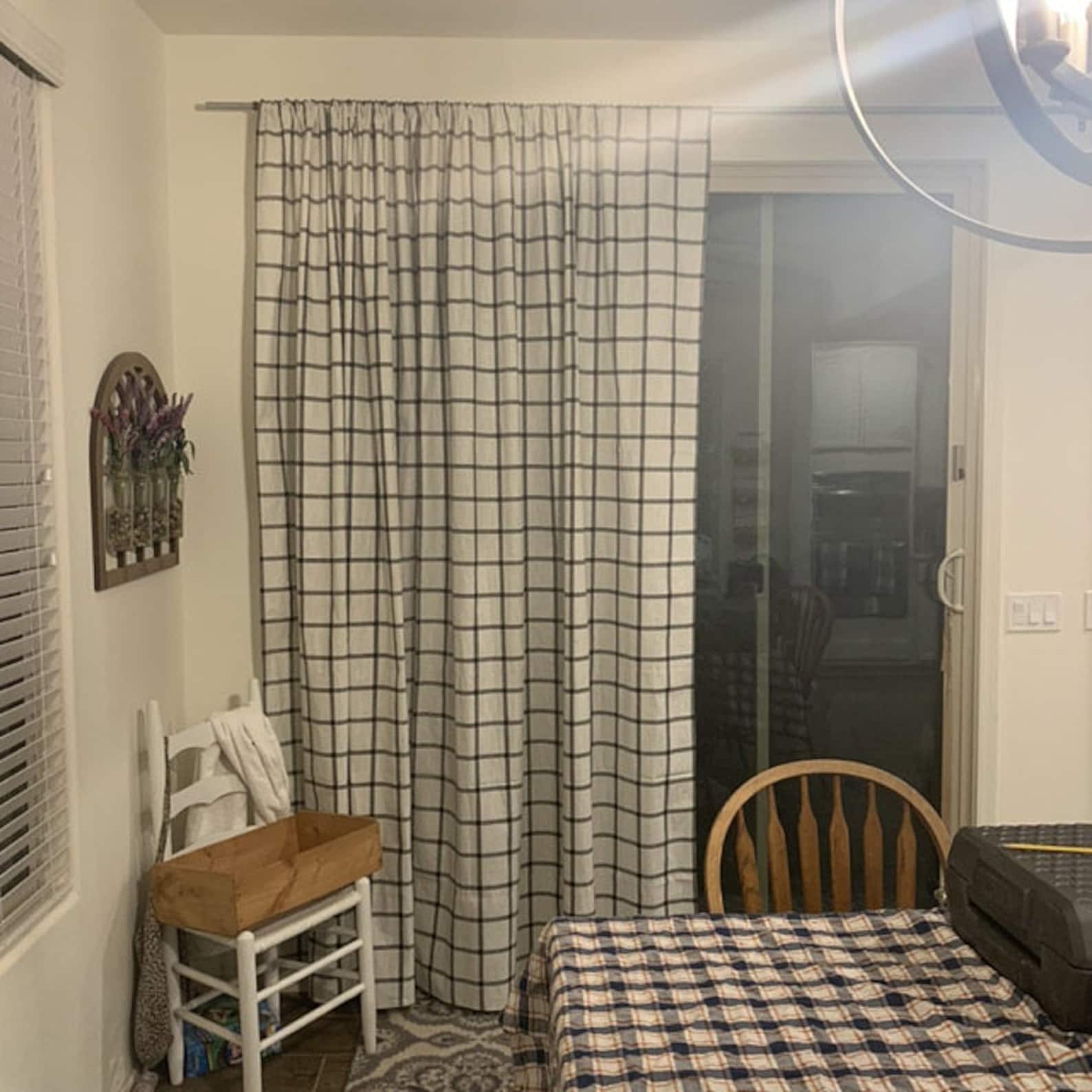 Windowpane Plaid Curtain Panels Black Modern Farmhouse Home Decor ...