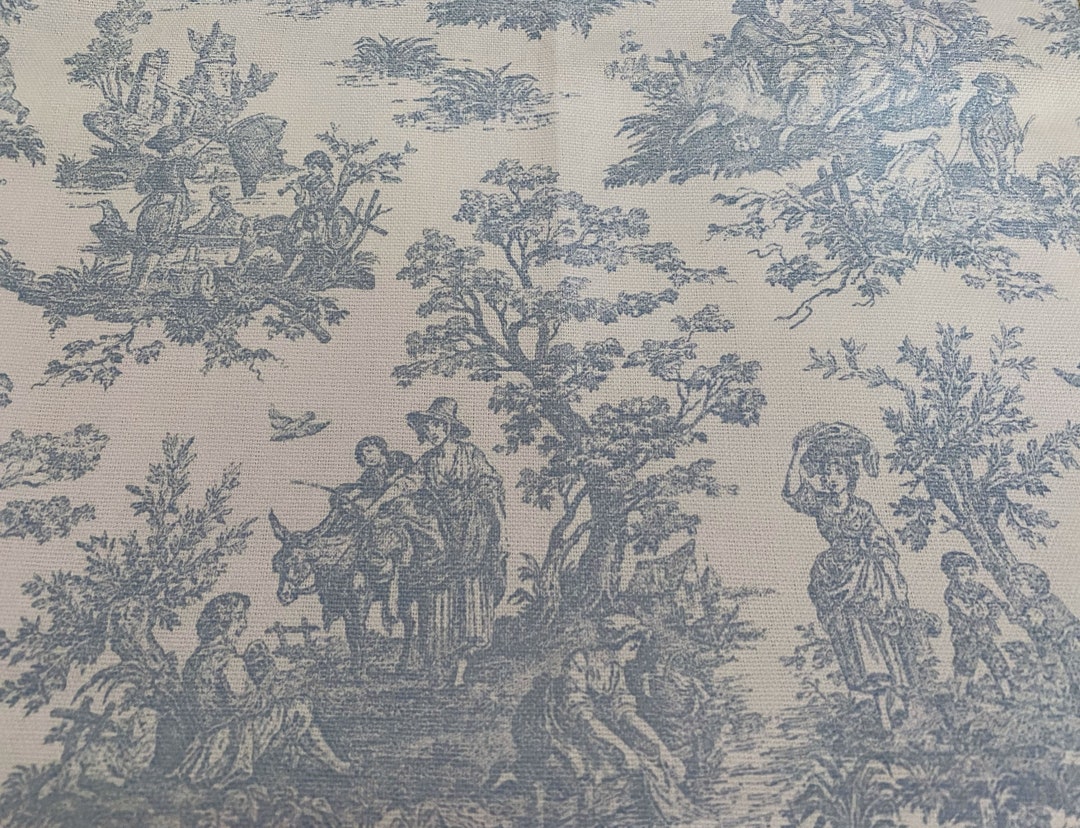 Light Blue Toile Tablecloth Table Cover Linen Toile Table - Etsy
