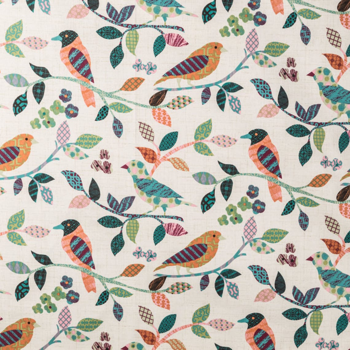 Colorful Bird Fabric-by the Yard - Etsy