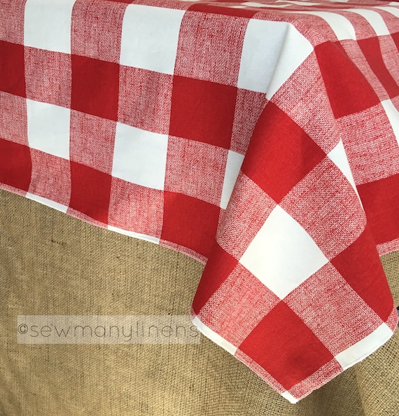 Red Plaid Table Square Overlay Red Buffalo Check Table Cloth | Etsy