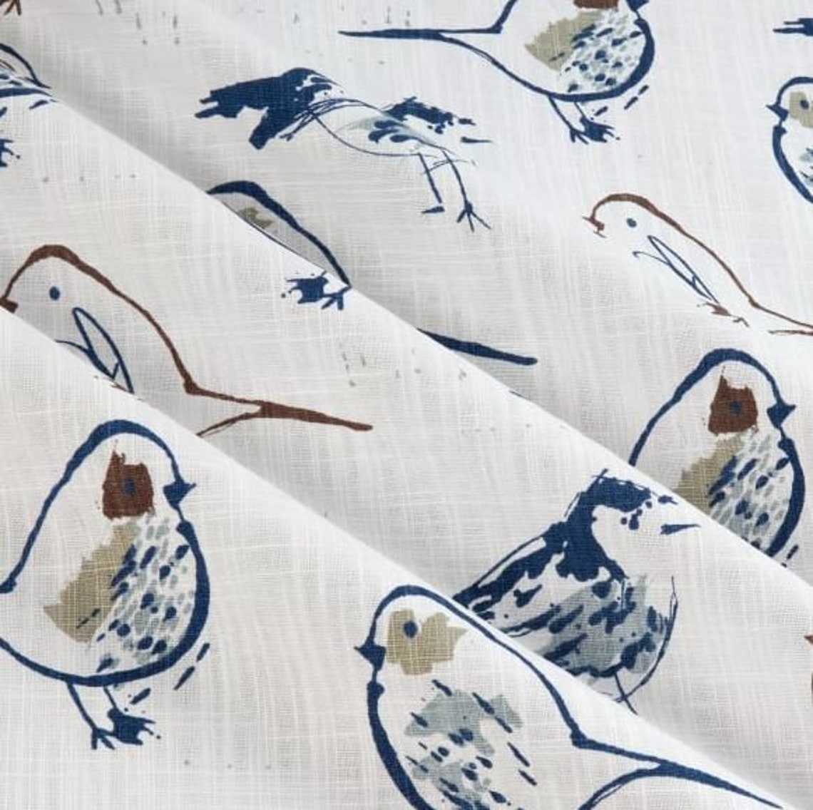 Blue Bird Curtains Bird Print Curtain Panels Window Treatments - Etsy