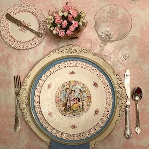 Pink Toile Tablecloth Table Cover Linen Toile Table Cloth Colonial ...