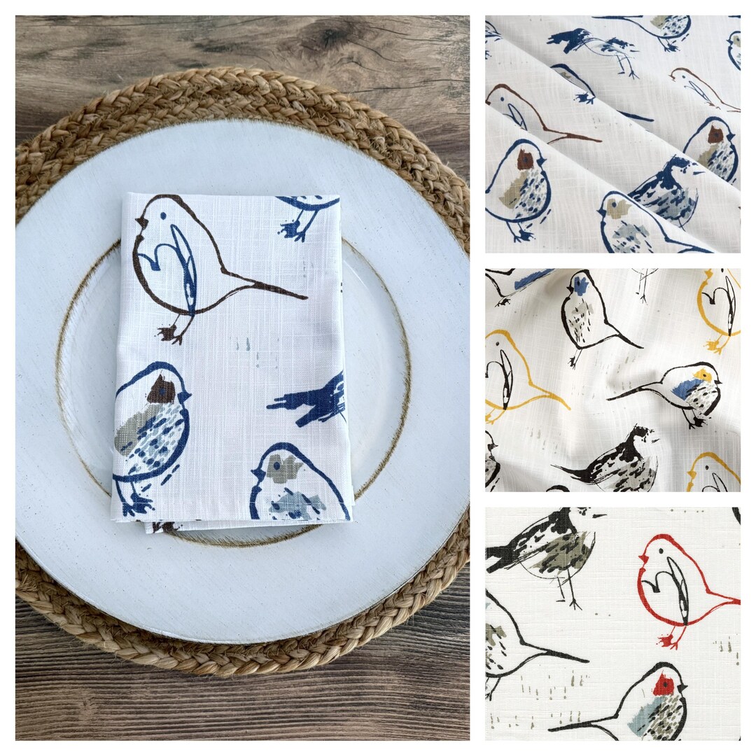 Blue Yellow Red Bird Napkins Garden Nature Gift Home Decor Toile Cloth ...