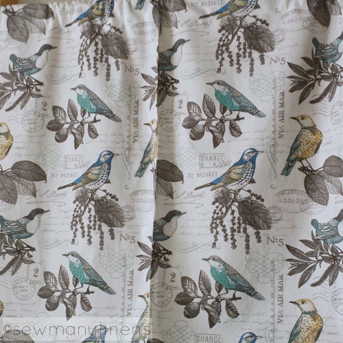 Blue Bird Curtains Bird Print Curtain Panels Window Treatments - Etsy